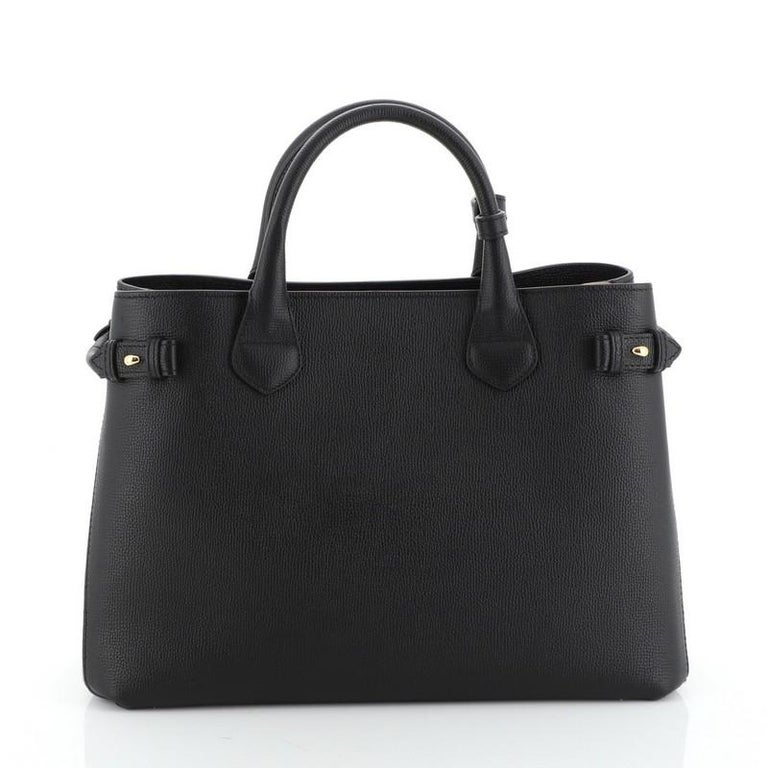 Burberry Banner Convertible Tote Leather and House Check Canvas Medium ...