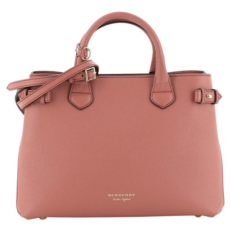 Burberry Banner Convertible Tote Leather And House Check Canvas Medium ...