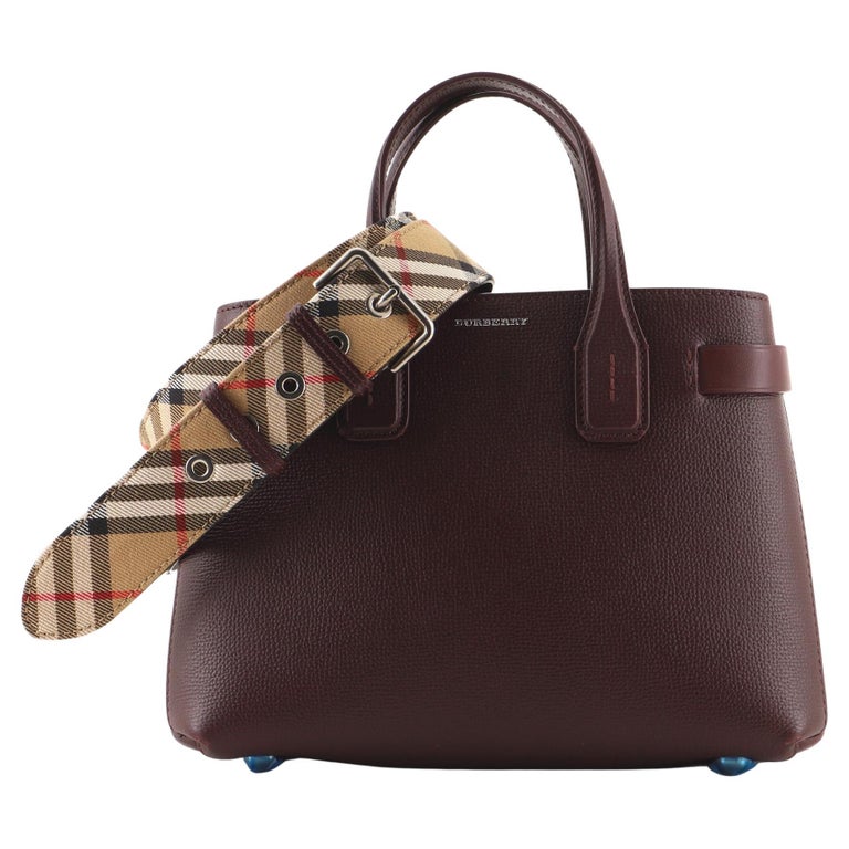 Burberry Banner NM Tote Leather with Vintage Check Canvas Small at 1stDibs