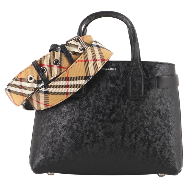 Burberry Banner NM Tote Leather with Vintage Check Canvas Small For ...