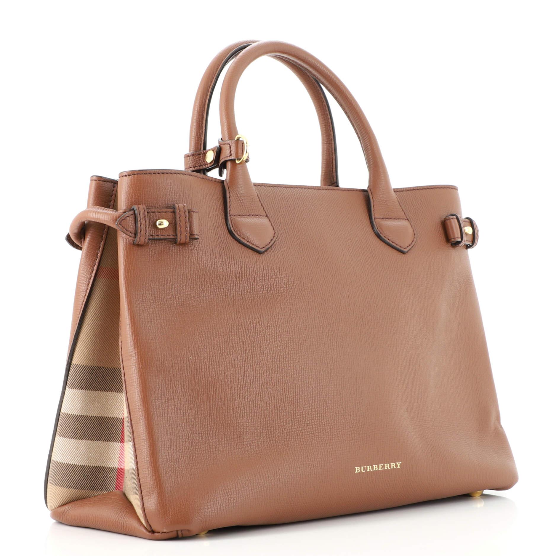 Burberry Banner Tote Leather and House Check Canvas Medium at 1stDibs ...