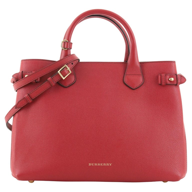 Burberry Banner Tote Leather and House Check Canvas Medium at 1stDibs