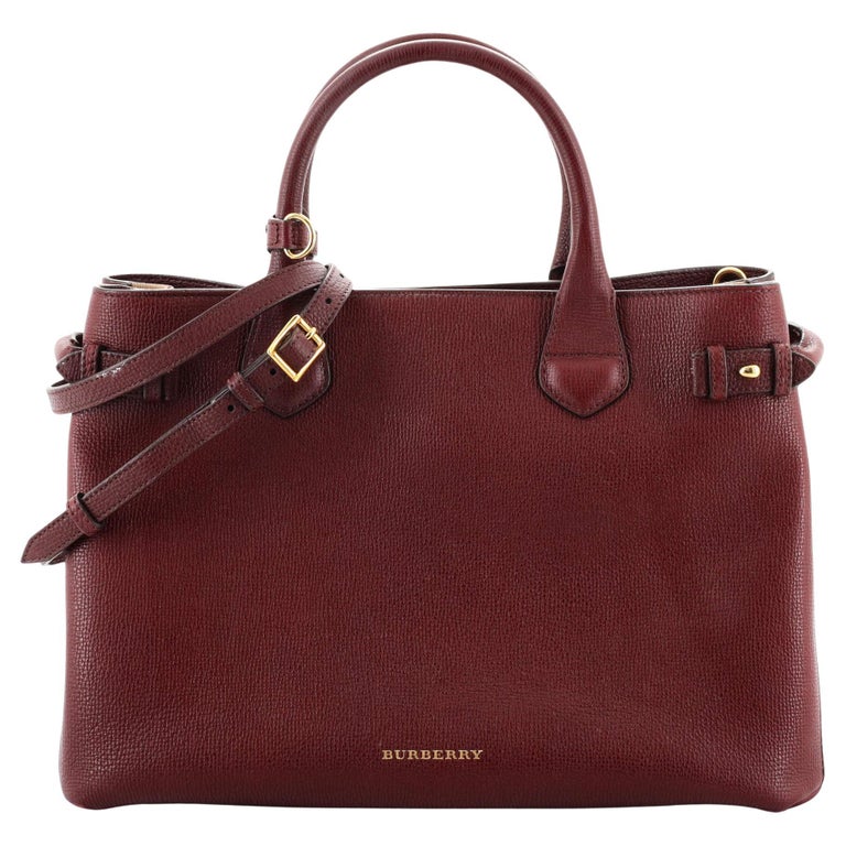 Burberry Banner Tote Leather and House Check Canvas Medium at 1stDibs