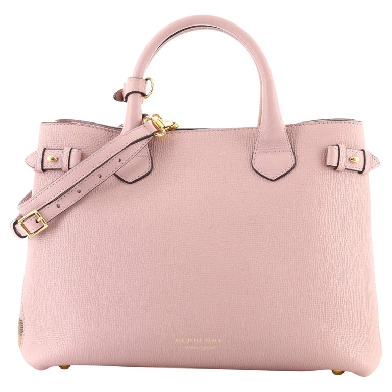 Burberry Banner Tote Leather and House Check Canvas Medium For Sale at ...