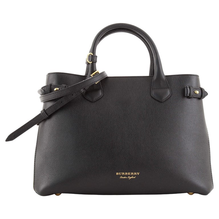 Burberry Banner Tote Leather and House Check Canvas Medium For Sale at ...