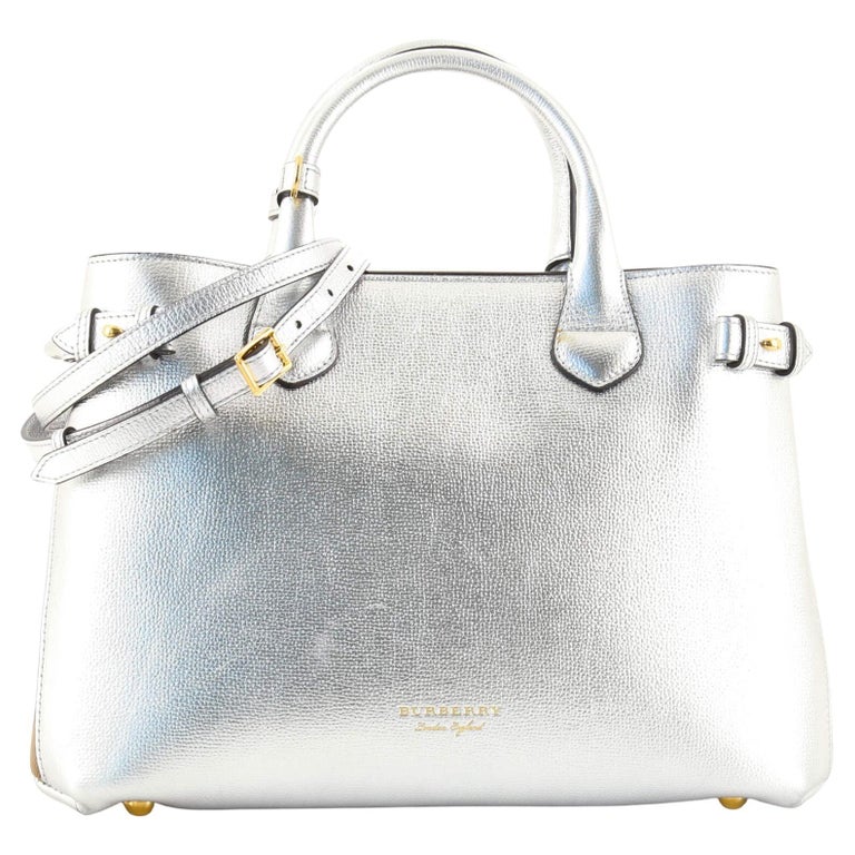 Burberry Banner Tote Leather and House Check Canvas Medium For Sale at ...