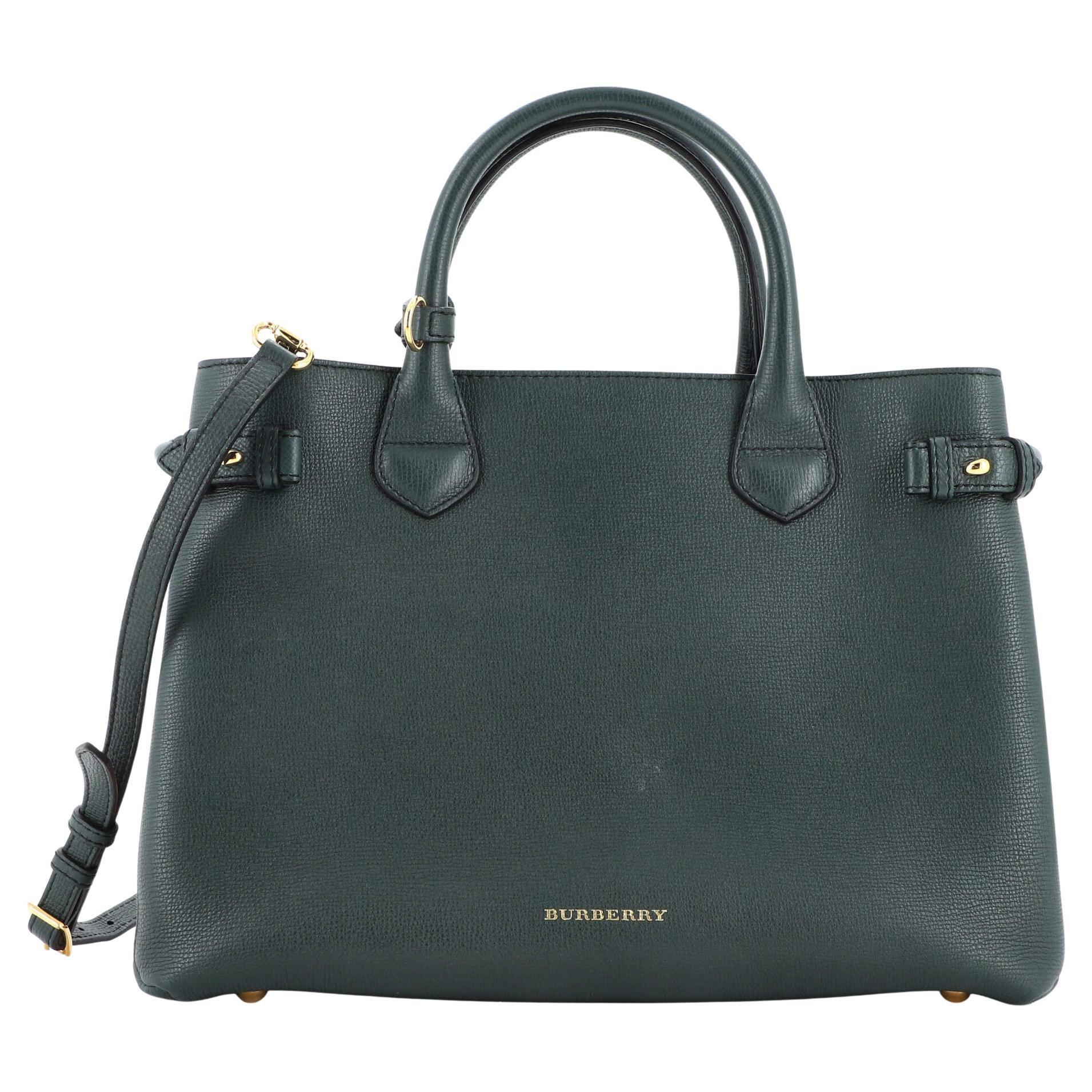 Burberry Banner Tote Leather and House Check Canvas Medium For Sale at ...
