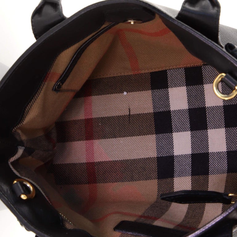 Burberry Banner Tote Leather and House Check Canvas Small For Sale at ...
