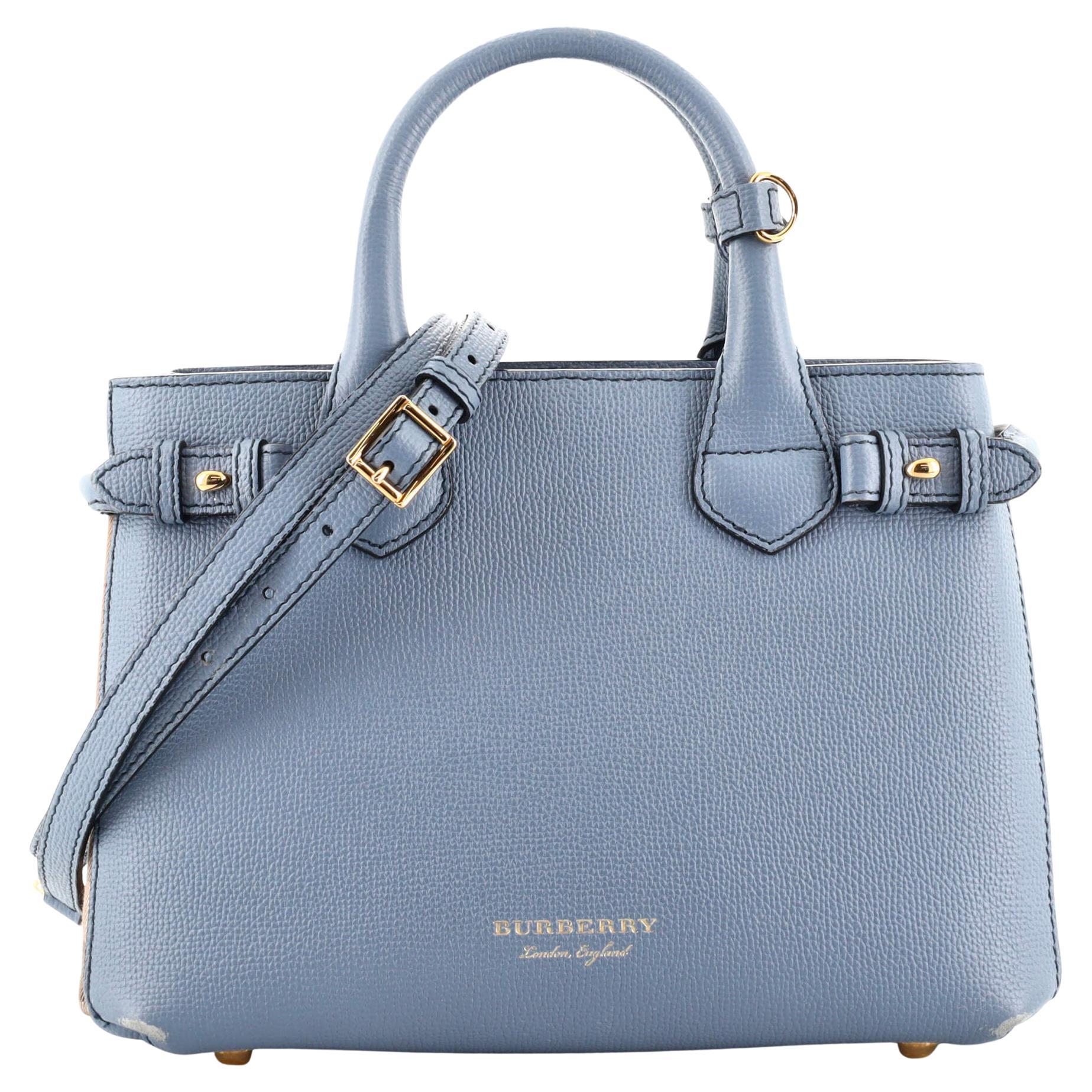 Burberry Banner Tote Leather and House Check Canvas Small at 1stDibs