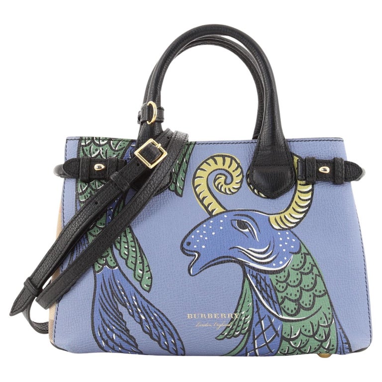 Burberry Banner Tote Printed Leather and House Check Canvas Small at ...