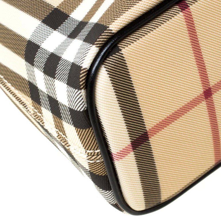 Burberry Beige and Black Nova Check Vinyl Shoulder Bag For Sale at 1stDibs