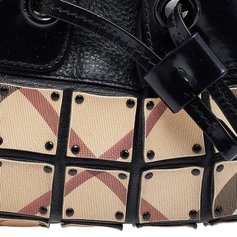 Burberry Beige/Black Nova Check Coated Canvas and Leather Small Warrior ...