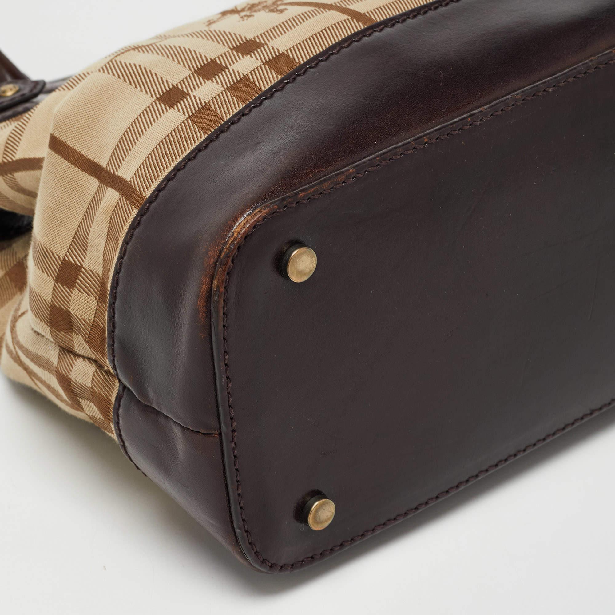 Burberry Beige/Brown Haymarket Check Canvas and Leather Shoulder Bag ...