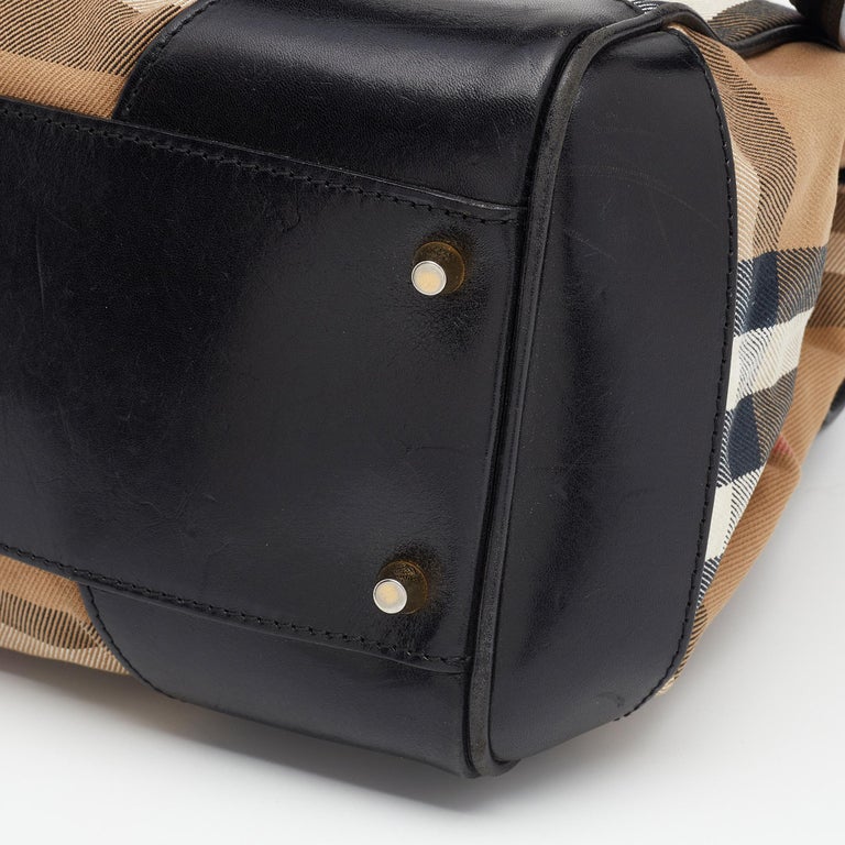 Burberry Beige House Check Canvas And Leather Canterbury Tote For Sale ...