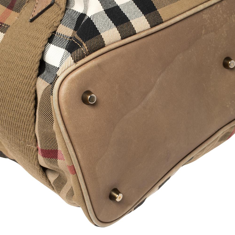 Burberry Beige House Check Canvas and Leather Large Parsons Hobo at ...
