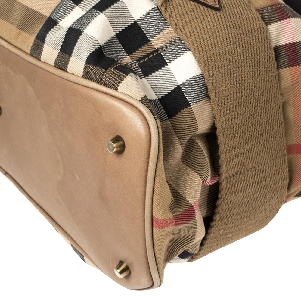 Burberry Beige House Check Canvas and Leather Large Parsons Hobo at ...