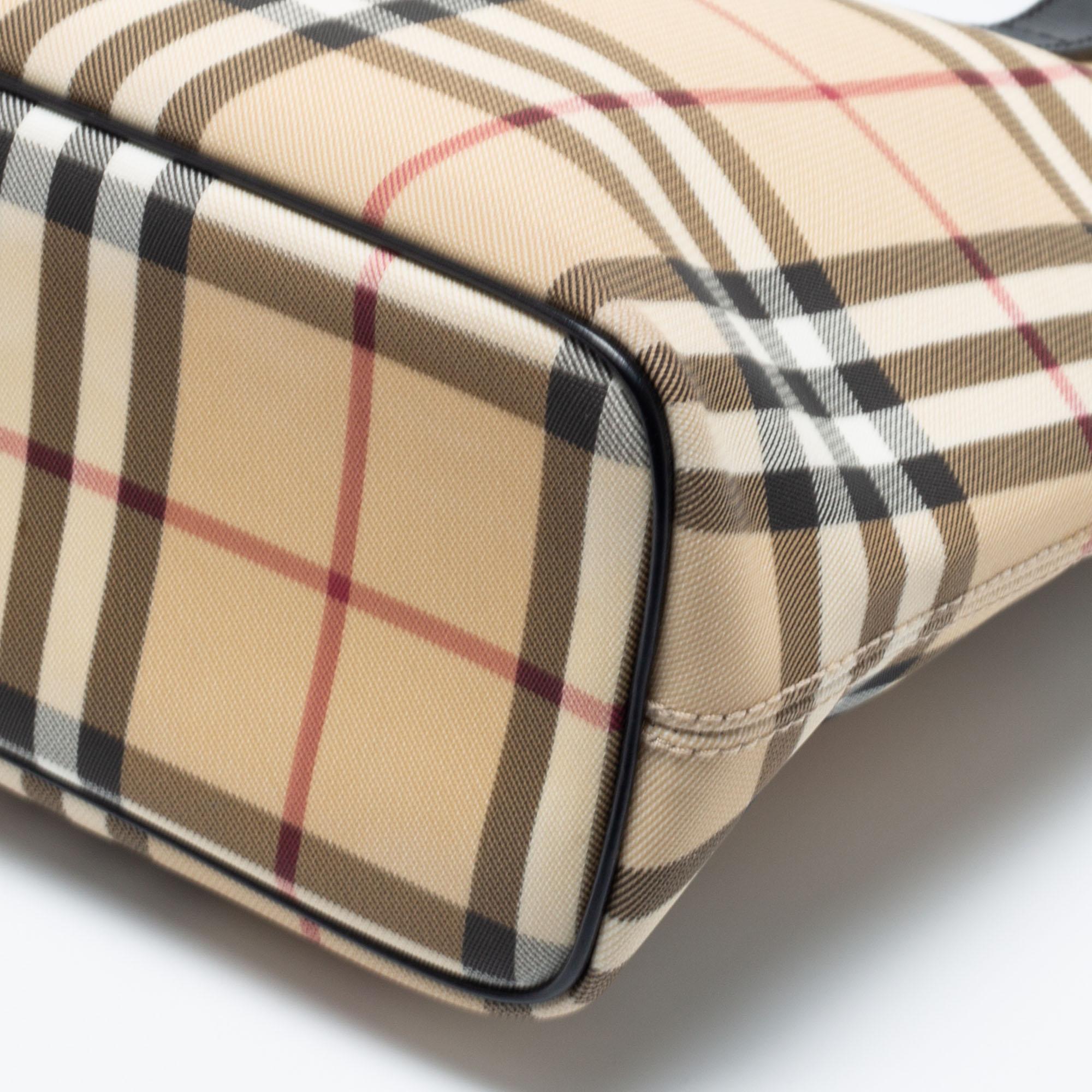 Burberry Beige House Check Canvas And Leather Tote at 1stDibs