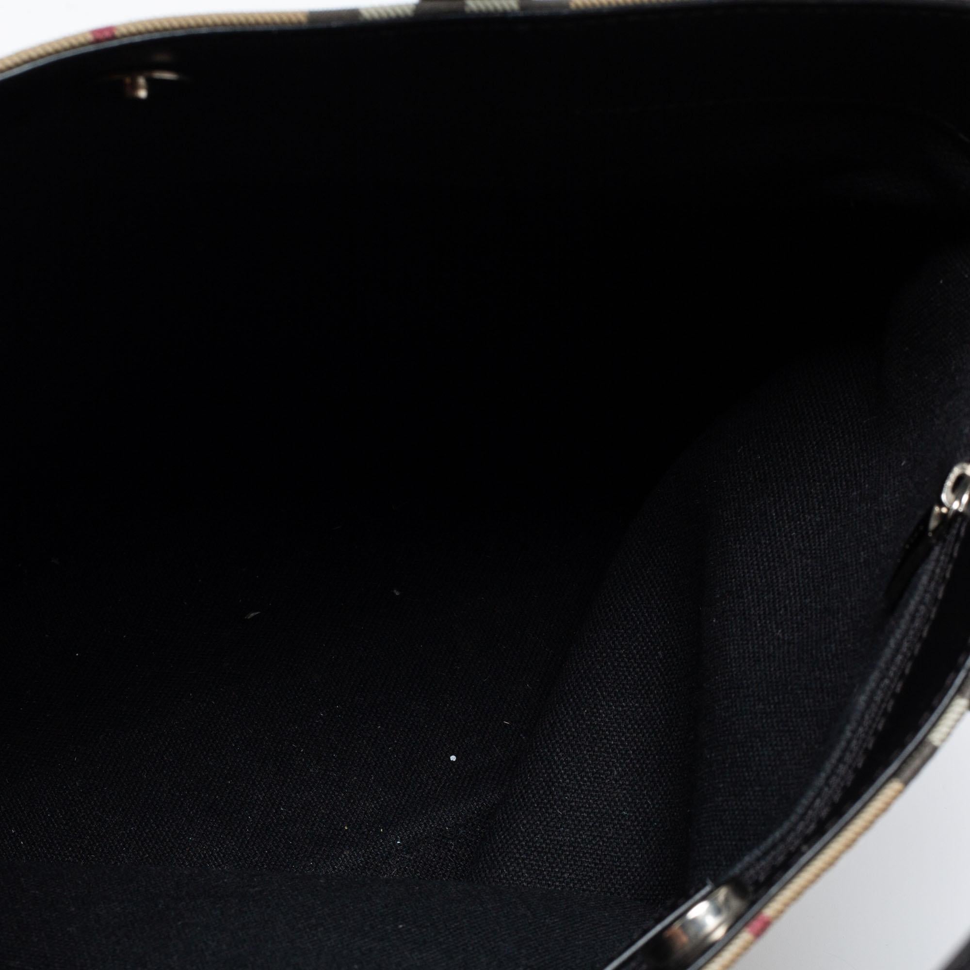 Burberry Beige House Check Canvas And Leather Tote at 1stDibs