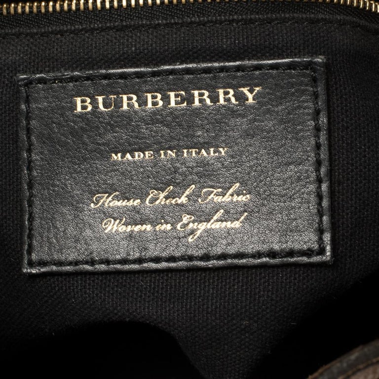 Kleine Banner-Tasche aus Leder und House Check-Stoff, Burberry Beige ...