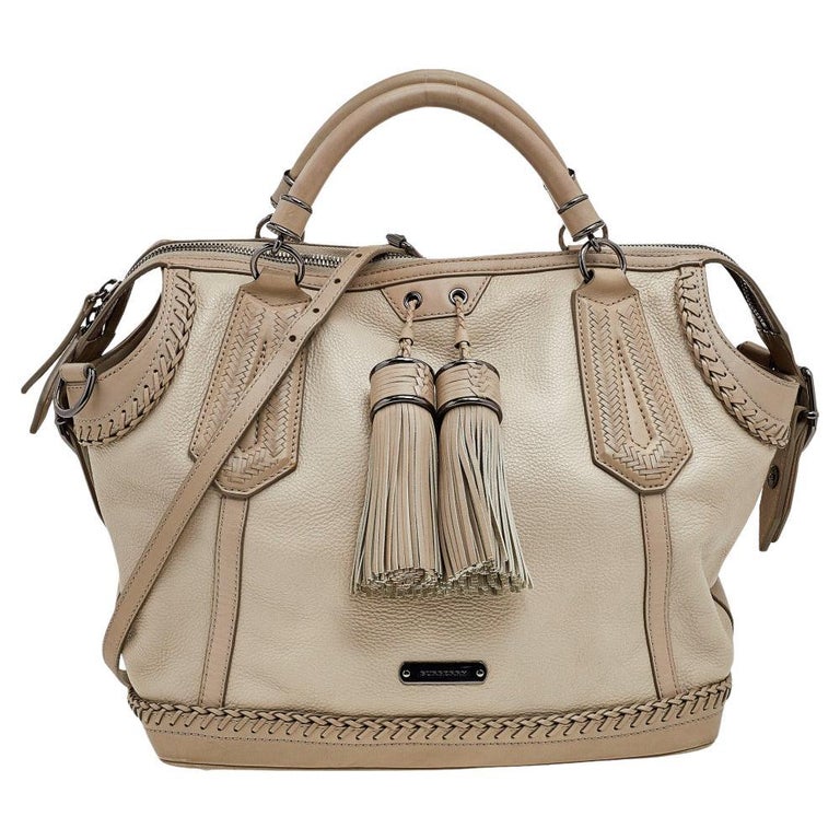 Burberry - Grand sac de voyage en cuir beige « Hedwig Bowler » - En ...