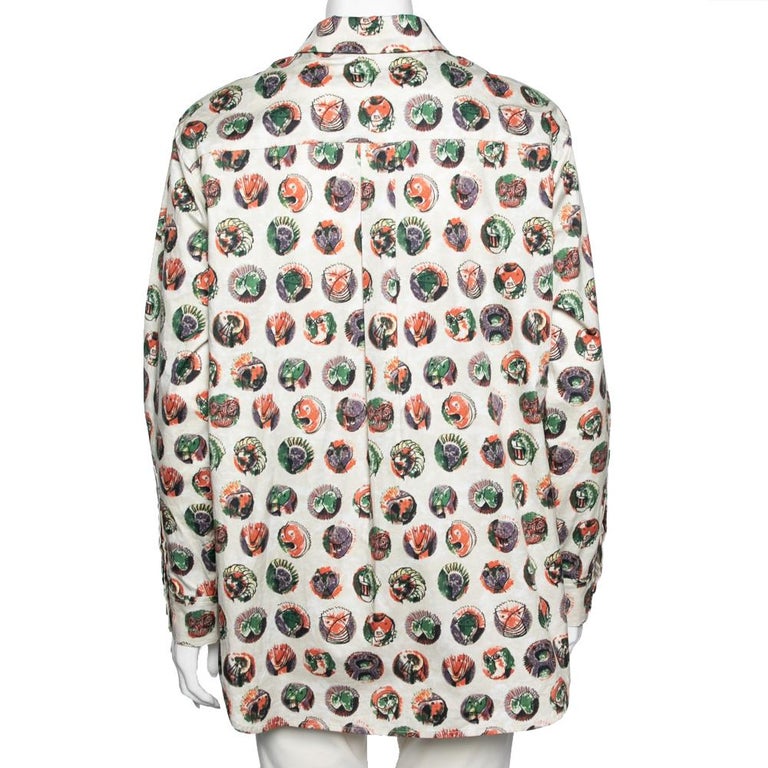 Burberry Beige Monster Mask Print Cotton Ruffle Trimmed Shirt M For ...