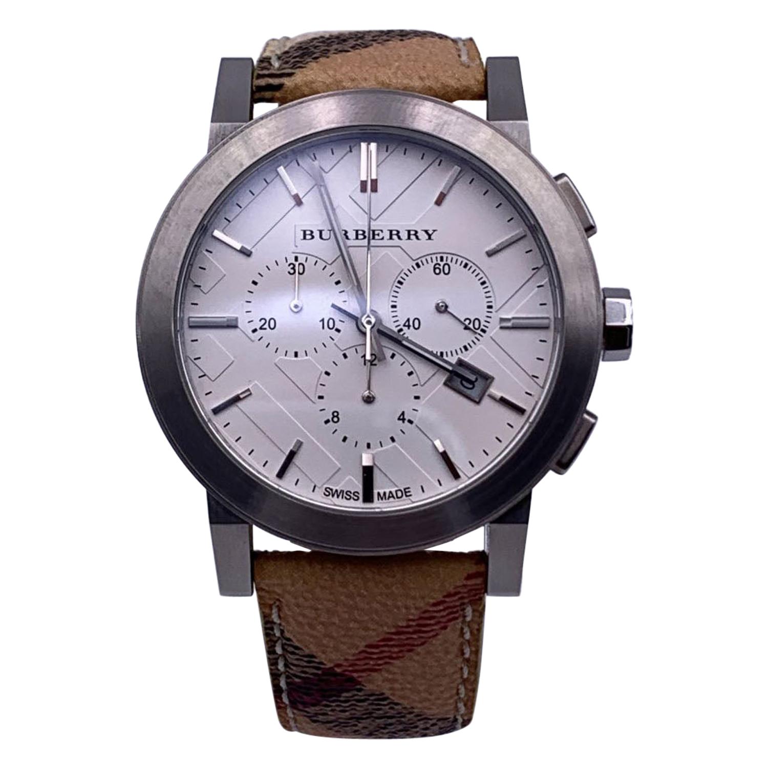 Burberry Beige Nova Check BU9360 Unisex Chronograph Watch For Sale at ...