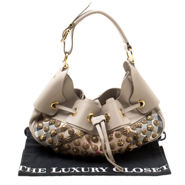 Burberry Beige Super Nova Check PVC and Leather Mini Warrior Studded ...
