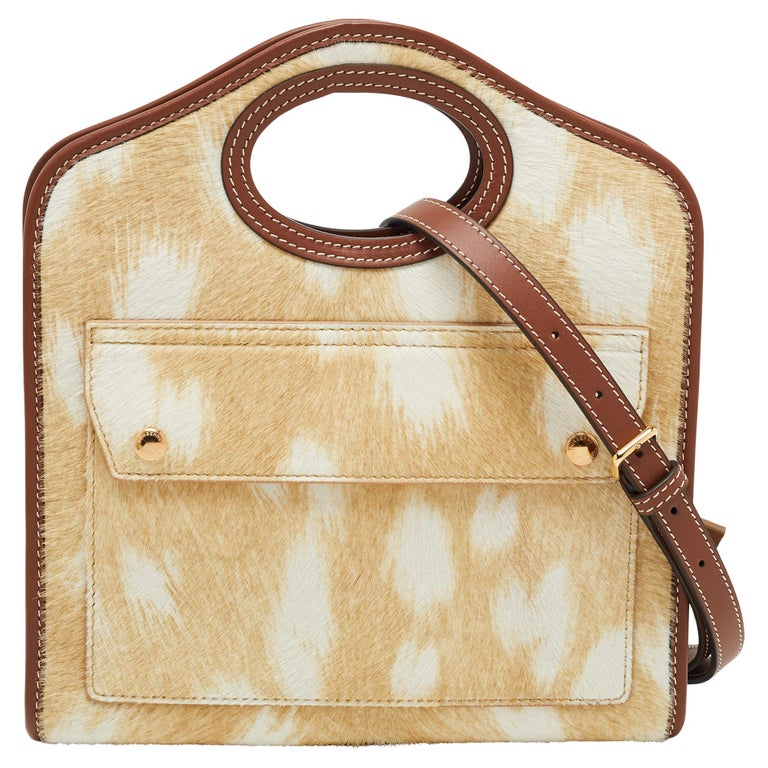 Burberry Beige/Tan Calfhair and Leather Mini Pocket Bag For Sale at 1stDibs
