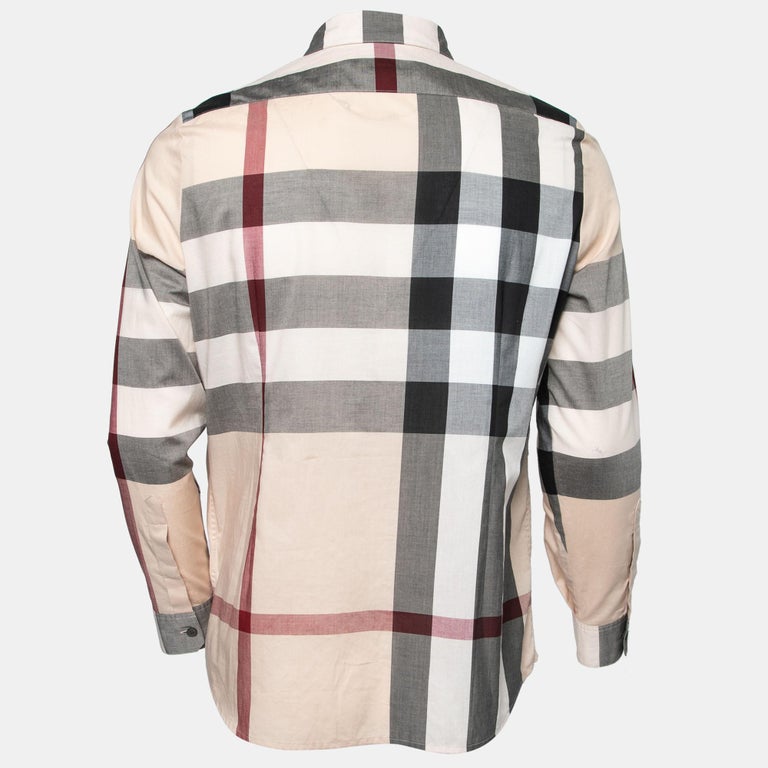 Burberry Beige Vintage Check Cotton Button Front Shirt L at 1stDibs
