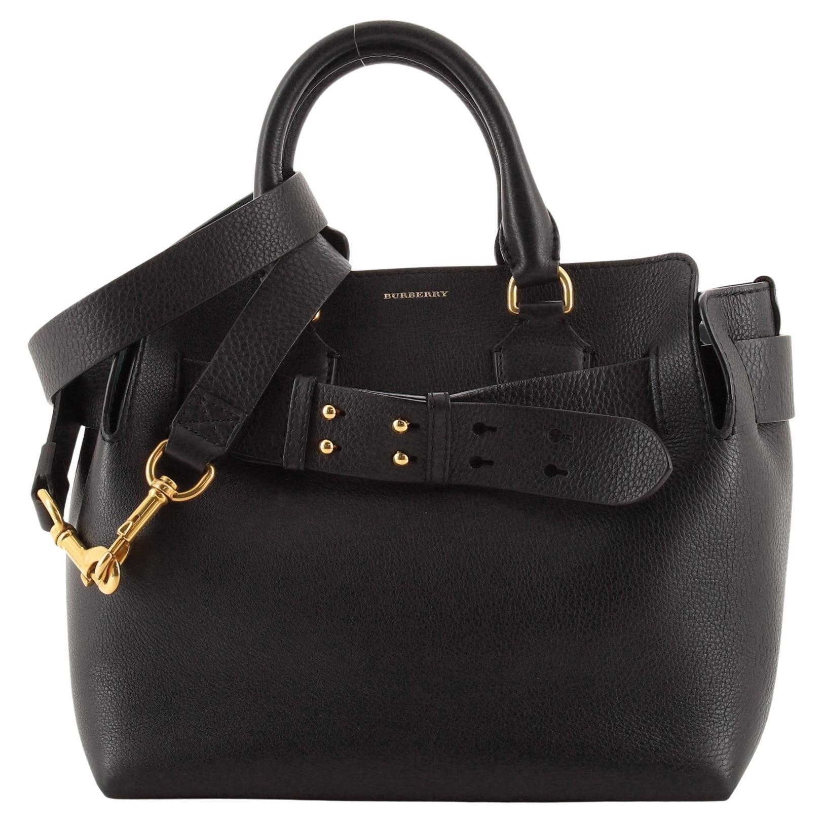 Burberry Brown Pleated Leather Lowry Tote at 1stDibs