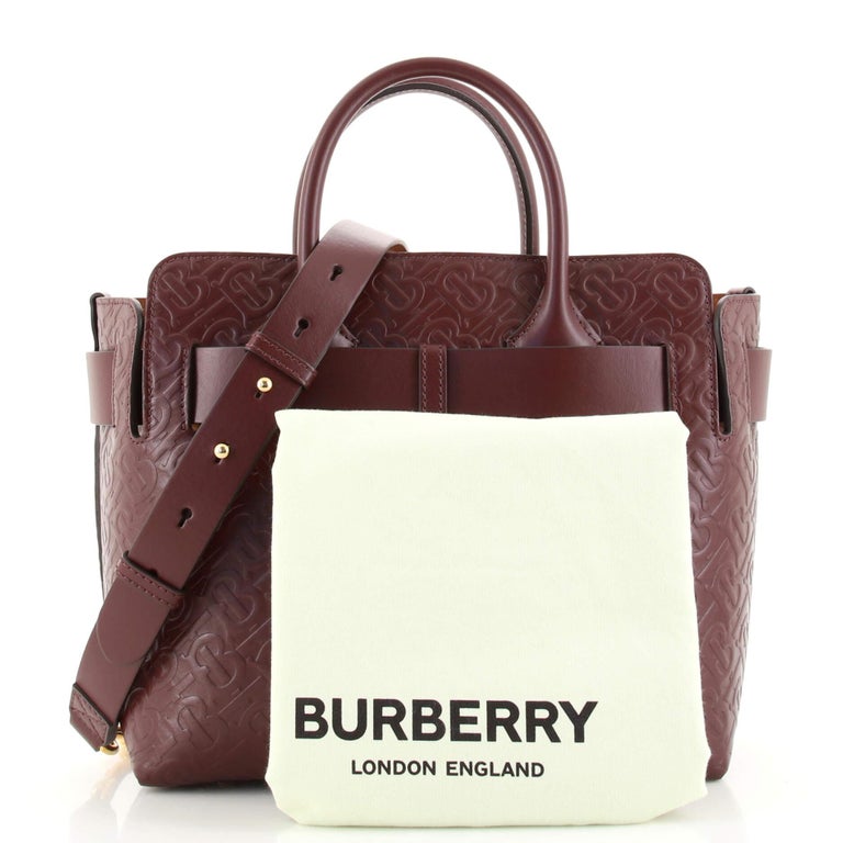 Burberry Belt Tote Monogram Embossed Leather Small For Sale at 1stDibs