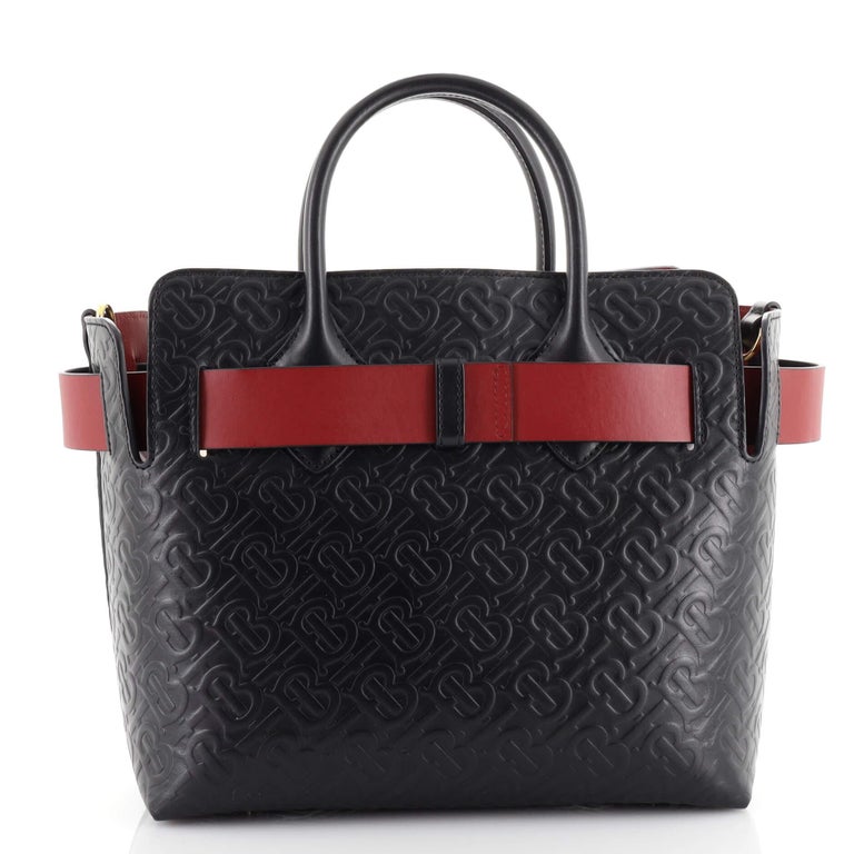 Burberry Belt Tote Monogram Embossed Leather Small For Sale at 1stDibs