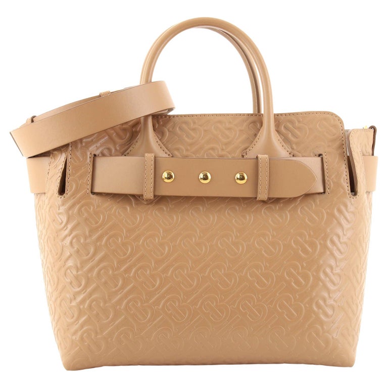 Burberry Belt Tote Monogram Embossed Leather Small For Sale at 1stDibs