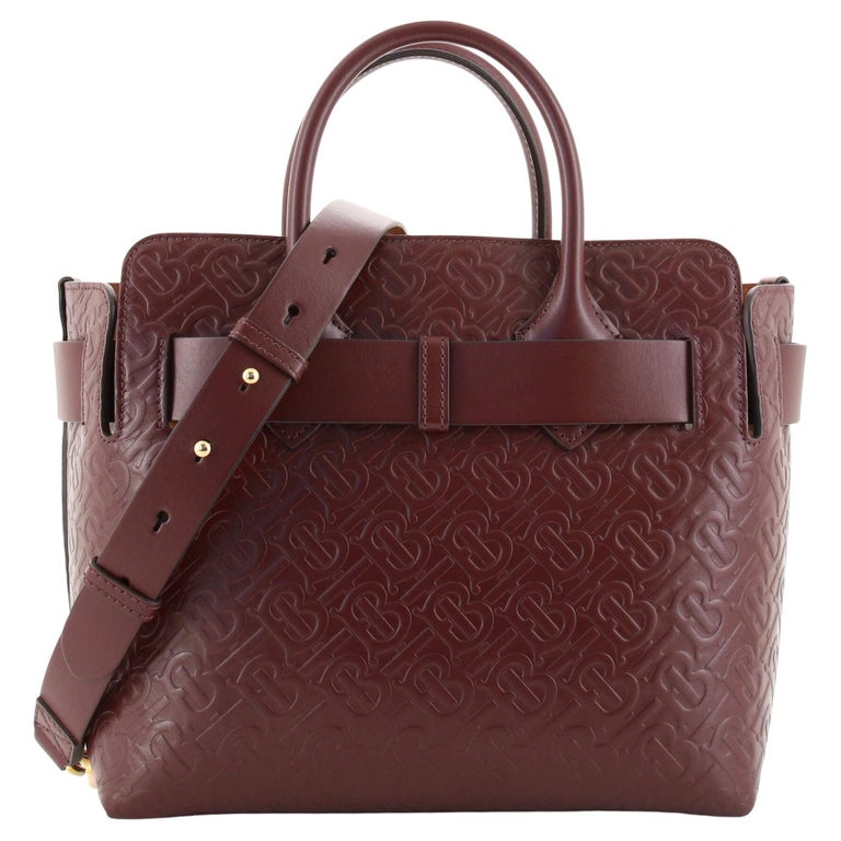 Burberry Belt Tote Monogram Embossed Leather Small For Sale at 1stDibs