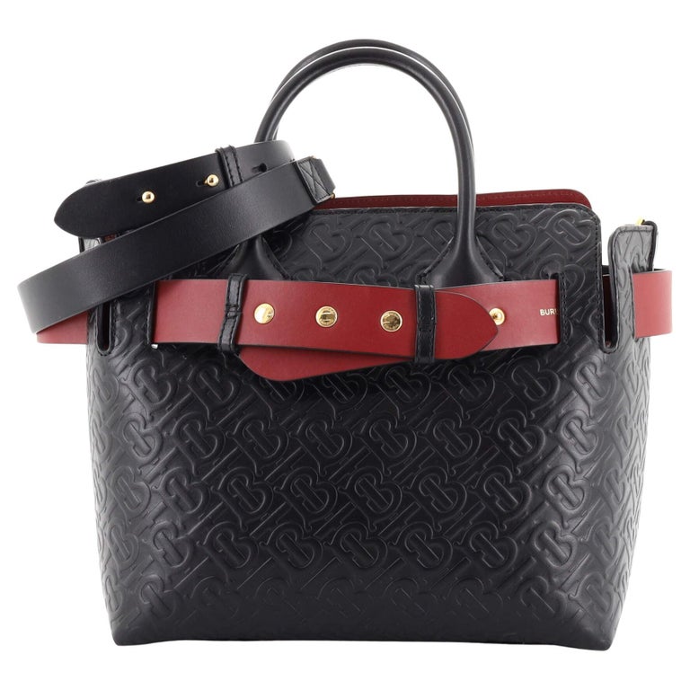 Burberry Belt Tote Monogram Embossed Leather Small For Sale at 1stDibs