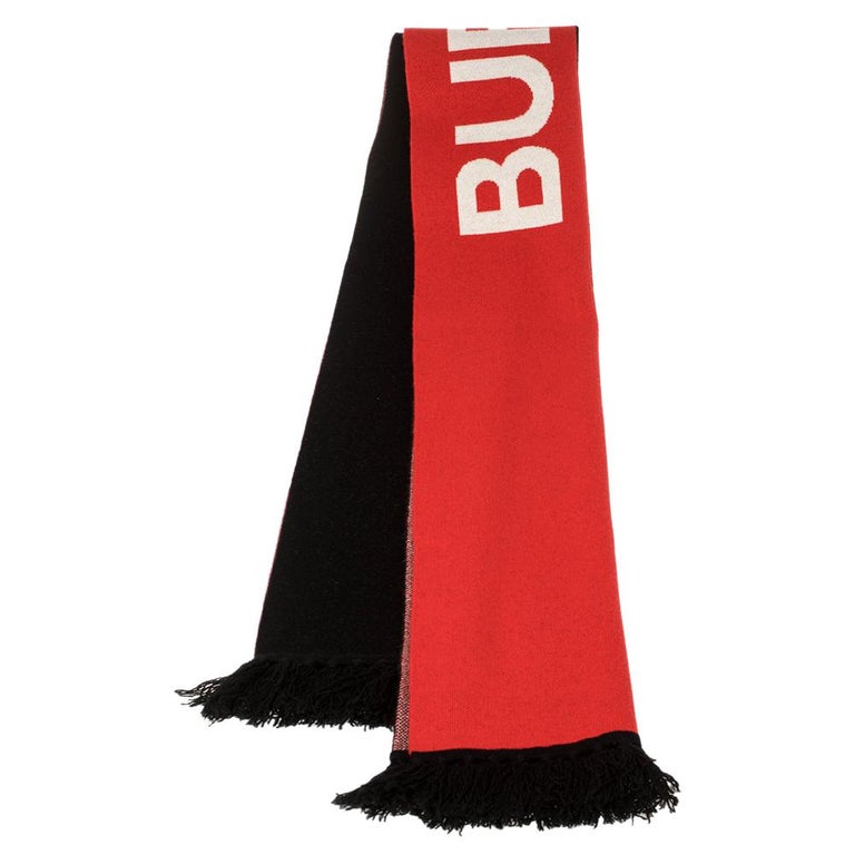Burberry Bicolor Logo Intarsia Knit Cashmere Football Scarf at 1stDibs