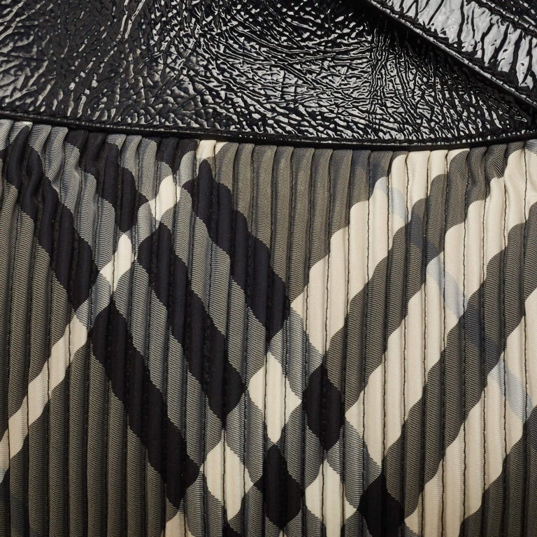 Burberry Black Beat Check Nylon and Patent Leather East/West Tote For ...
