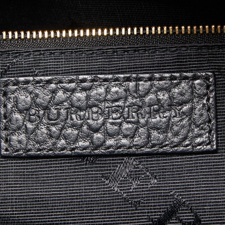 Burberry Black Embossed Check Leather Medium Dewsbury Tote For Sale at ...