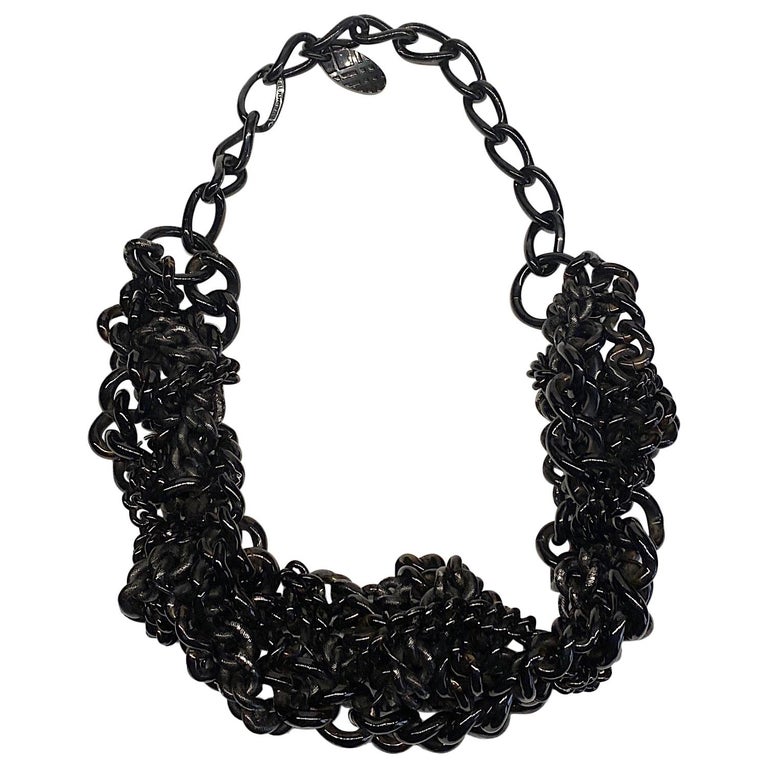 Burberry Black Enamel Large Chain Link Necklace For Sale at 1stDibs ...
