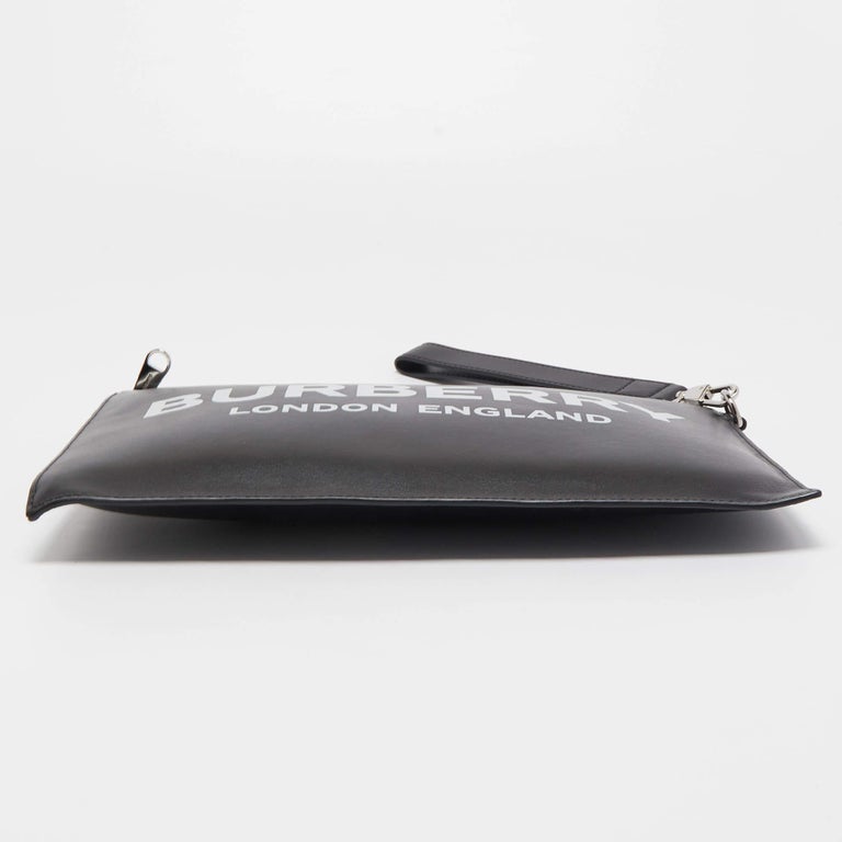 Burberry Black Leather Edin Zip Pouch For Sale at 1stDibs