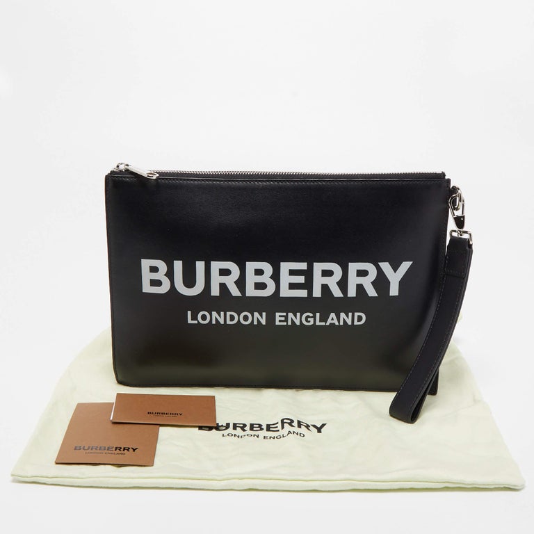 Burberry Black Leather Edin Zip Pouch For Sale at 1stDibs