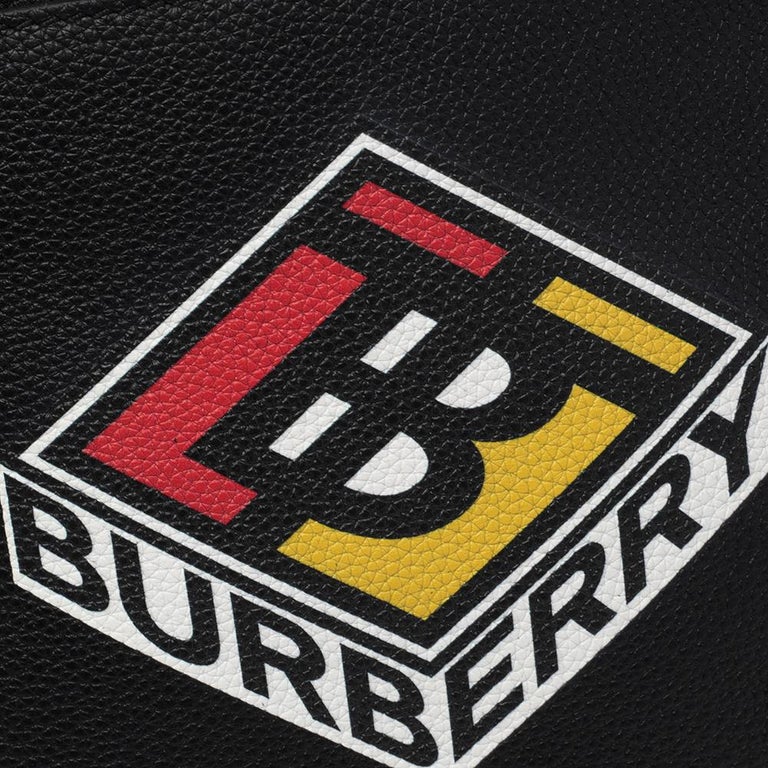 Burberry Black Leather Graphic Logo Messenger Bag at 1stDibs