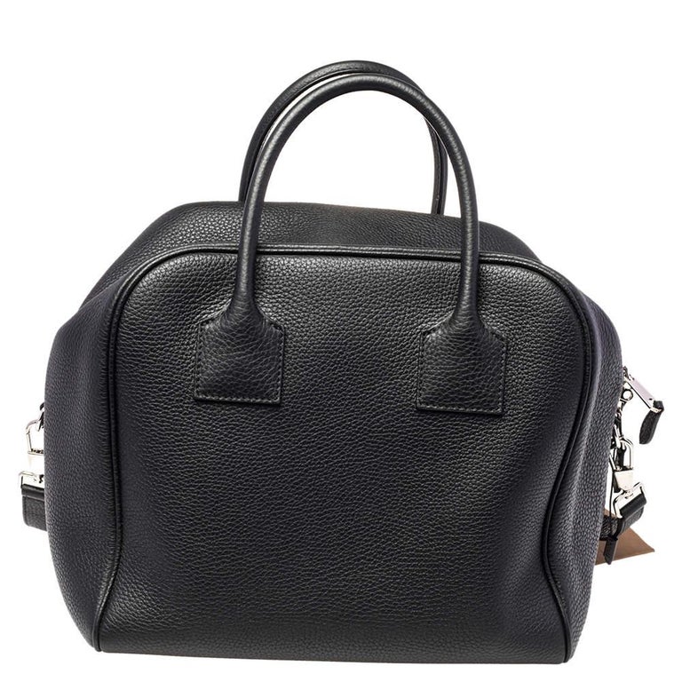 Burberry Black Leather Medium Cube Satchel For Sale at 1stDibs