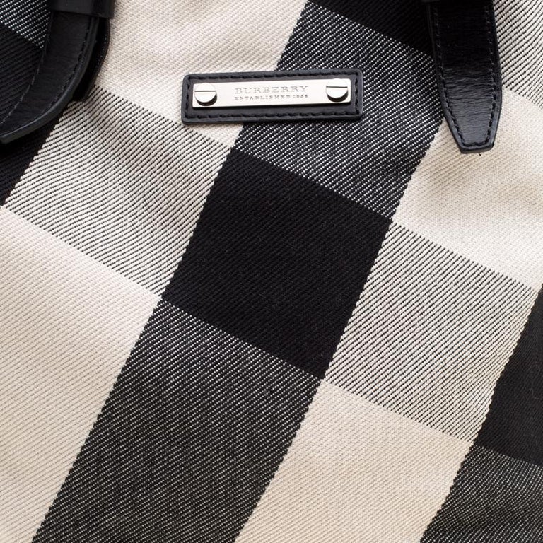 Burberry Black Mega Check Canvas and Leather Tote For Sale at 1stDibs ...