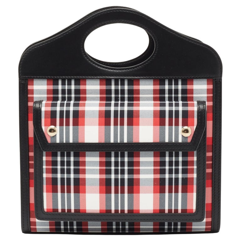Burberry Black/Red Check Nylon and Leather Mini Pocket Bag For Sale at ...