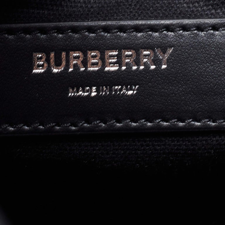 Burberry Black/Silver Leather and Suede Mirror Drawstring Backpack For ...