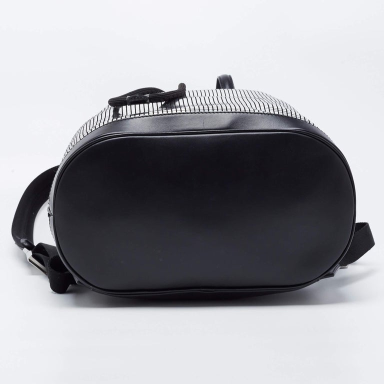 Burberry Black/Silver Leather and Suede Mirror Drawstring Backpack For ...