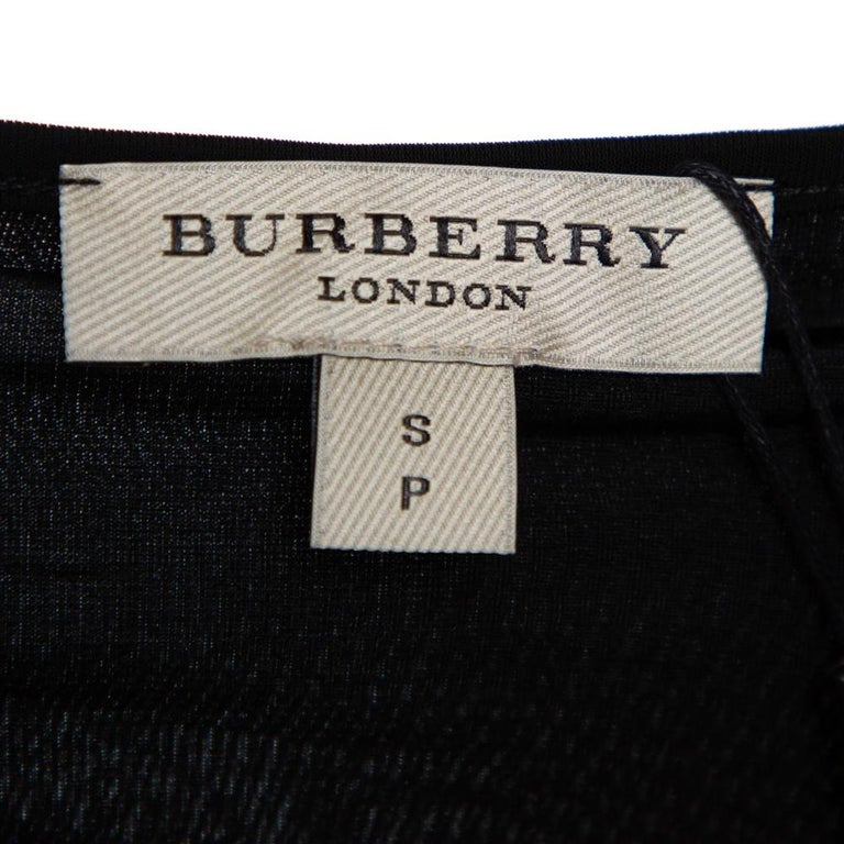 Burberry Black Stretch Knit Ruched V-Neck Top S For Sale at 1stDibs