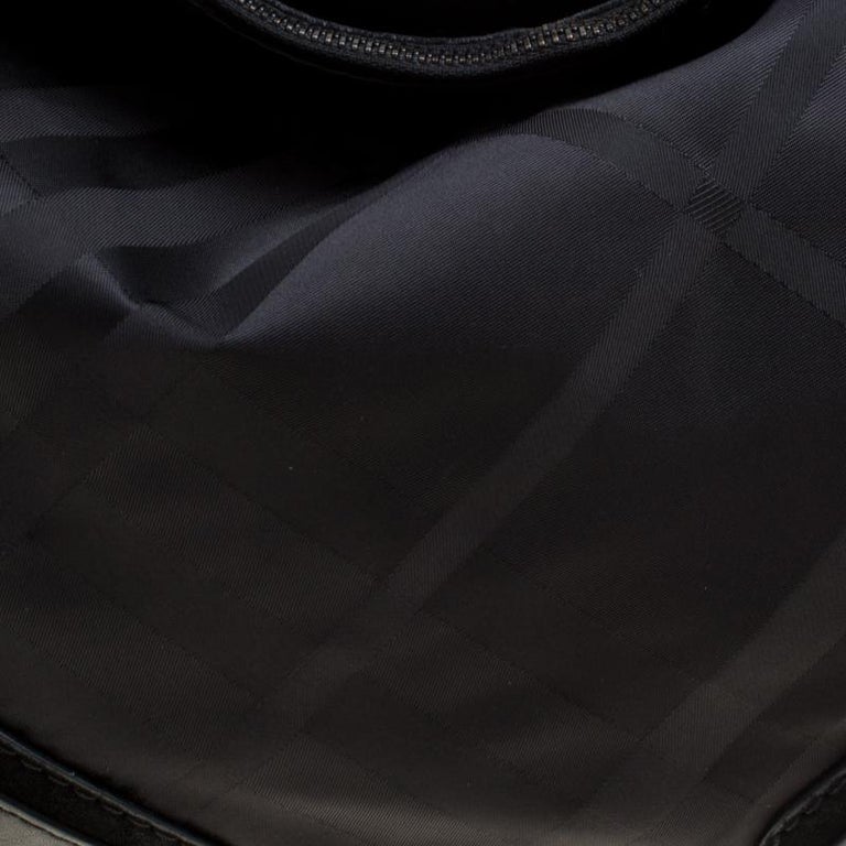 Burberry Black Tonal Check Nylon Medium Maskell Hobo For Sale at 1stDibs