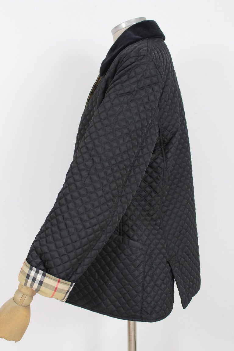 Burberry Black Vintage Quilt Coat '80s For Sale at 1stDibs